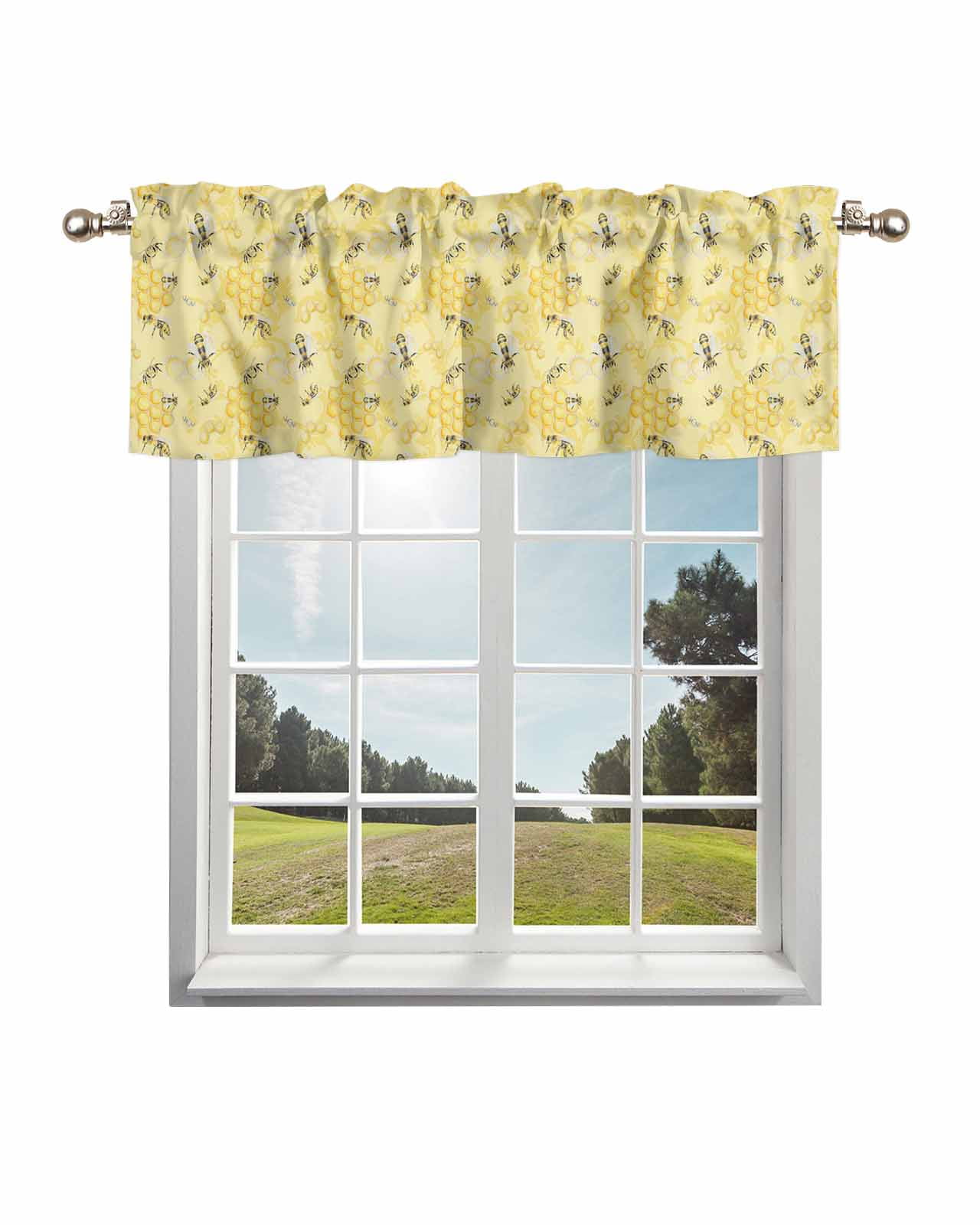 Summer Bee Curtain Valances for Window, Farmhouse Window Valance ...