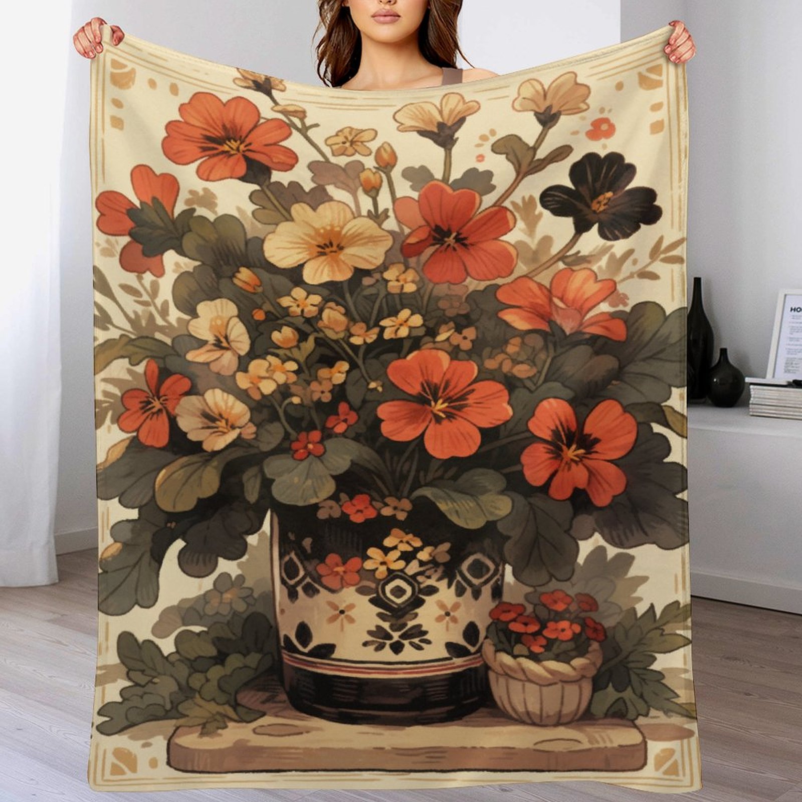Summer Bee Red Floral Buffalo Plaid Throw Blanket for Couch Bed 50"x60 ...