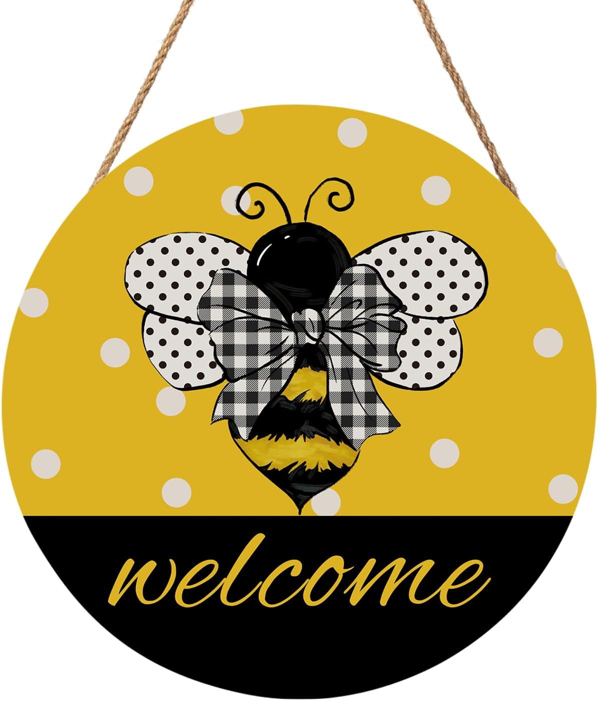 Summer Bee Welcome Sign for Wreath Spring Summer Wooden Hanging Sign ...