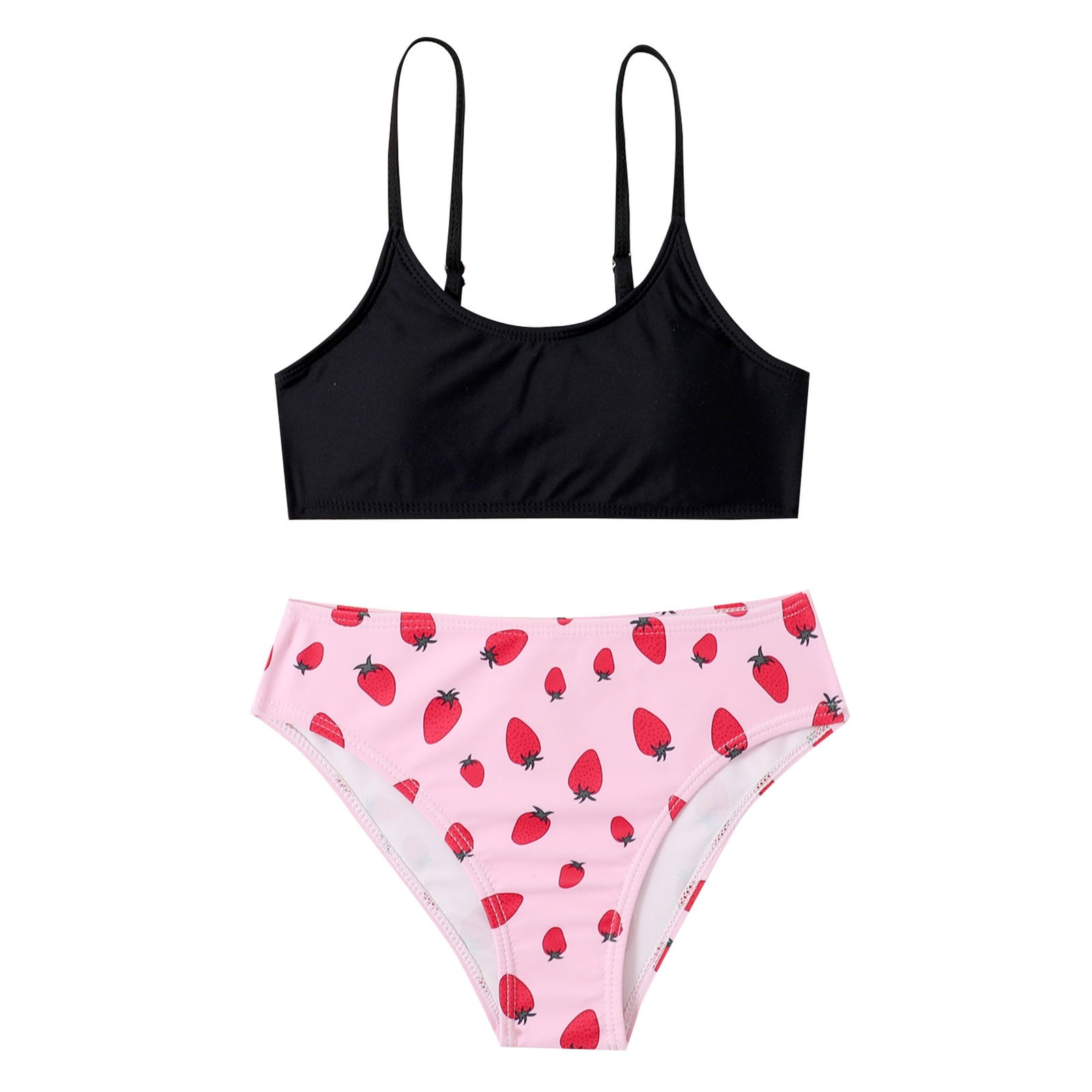 Summer Big Kids Girls Bathing Suits 2 Piece Swimsuit Kids Solid Color ...