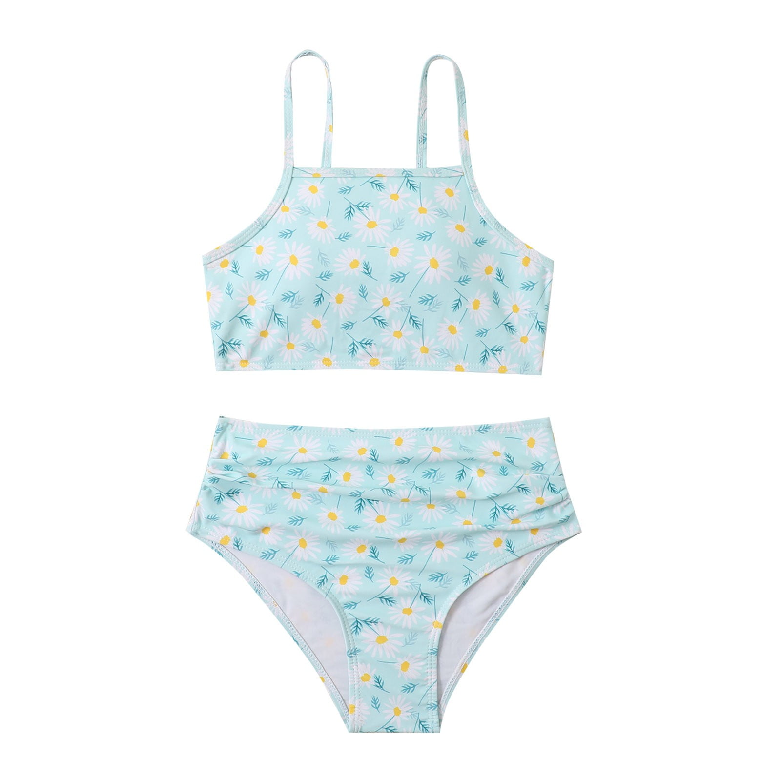 Summer Big Kids Girls Bathing Suits 2 Piece Swimsuit Kids White Floral ...