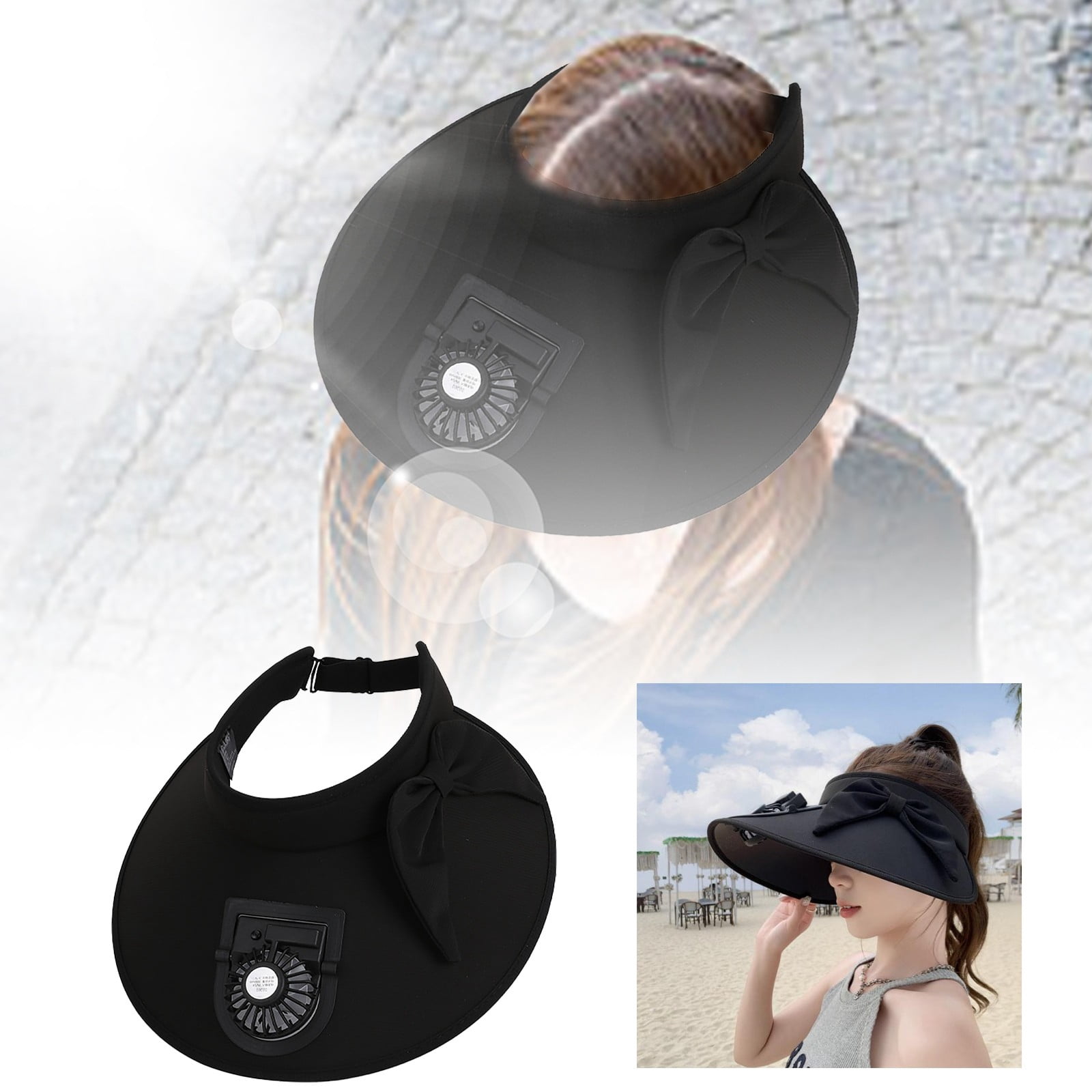 Summer Big with Fan Hat Female Outdoor Sunshade Empty Top Hat Sun Hat ...