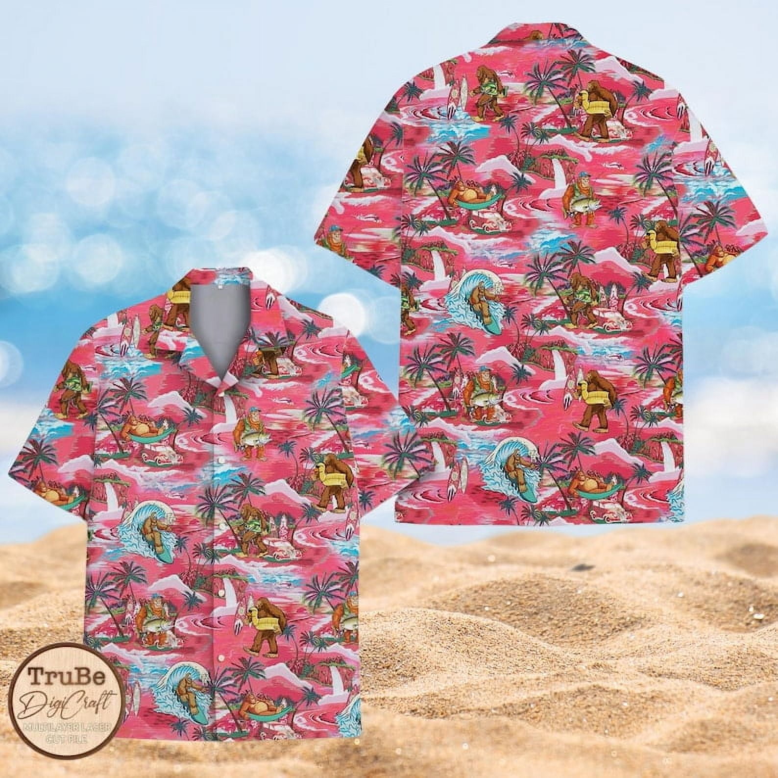 Summer Bigfoot Hawaiian Shirt for Men Women Youth, Tropical Bigfoot Surfing Aloha Shirt, Beach ...