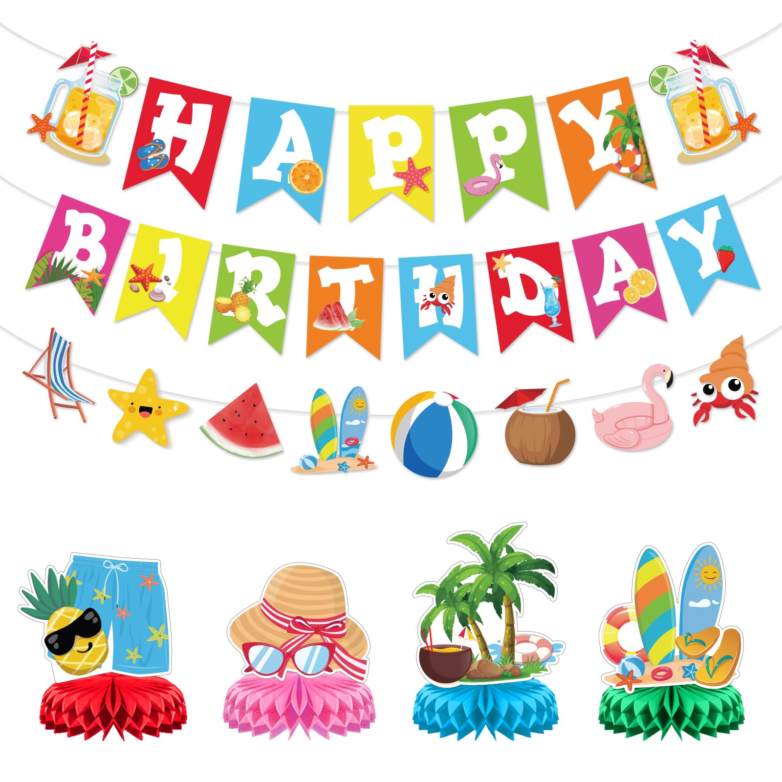 Summer Birthday Decorations PriNst Beach Theme Pool Party Supplies ...