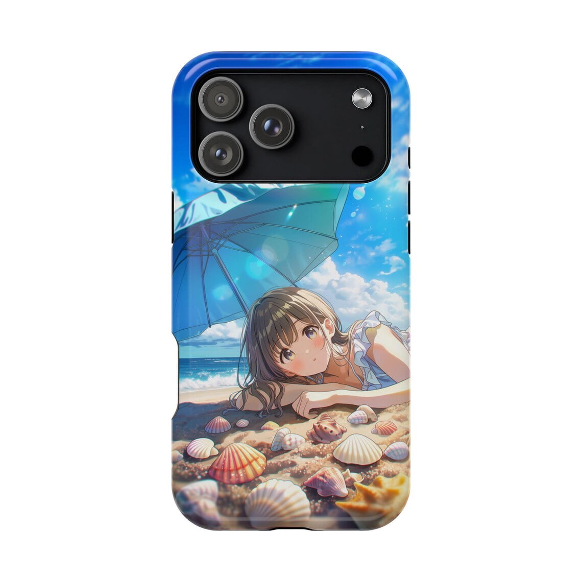 Summer Bliss Anime Girl Beach Umbrella Cute Holiday Artwork Case form ...