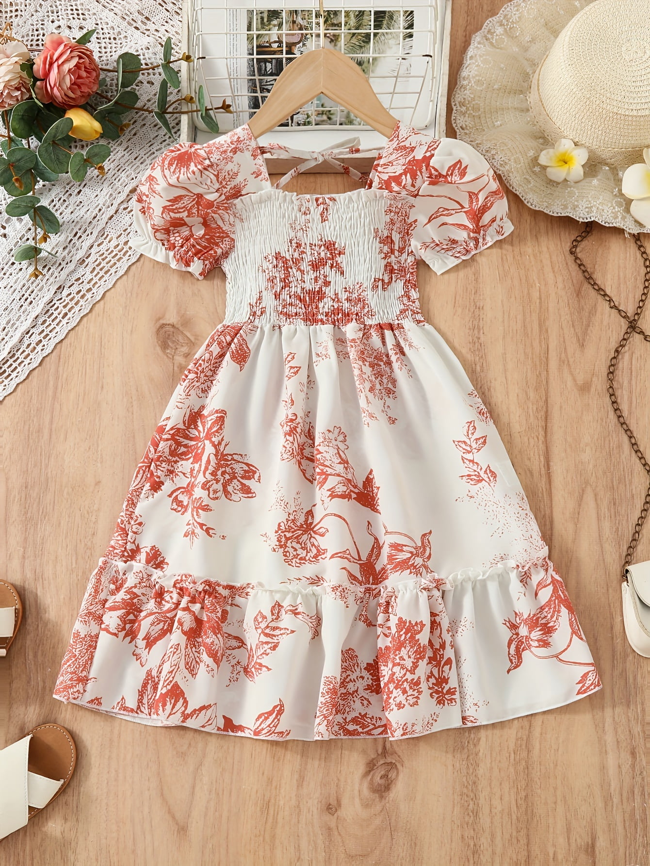 Summer Blossom Girls Dress - Breathable Short Sleeve with Elegant Lace ...