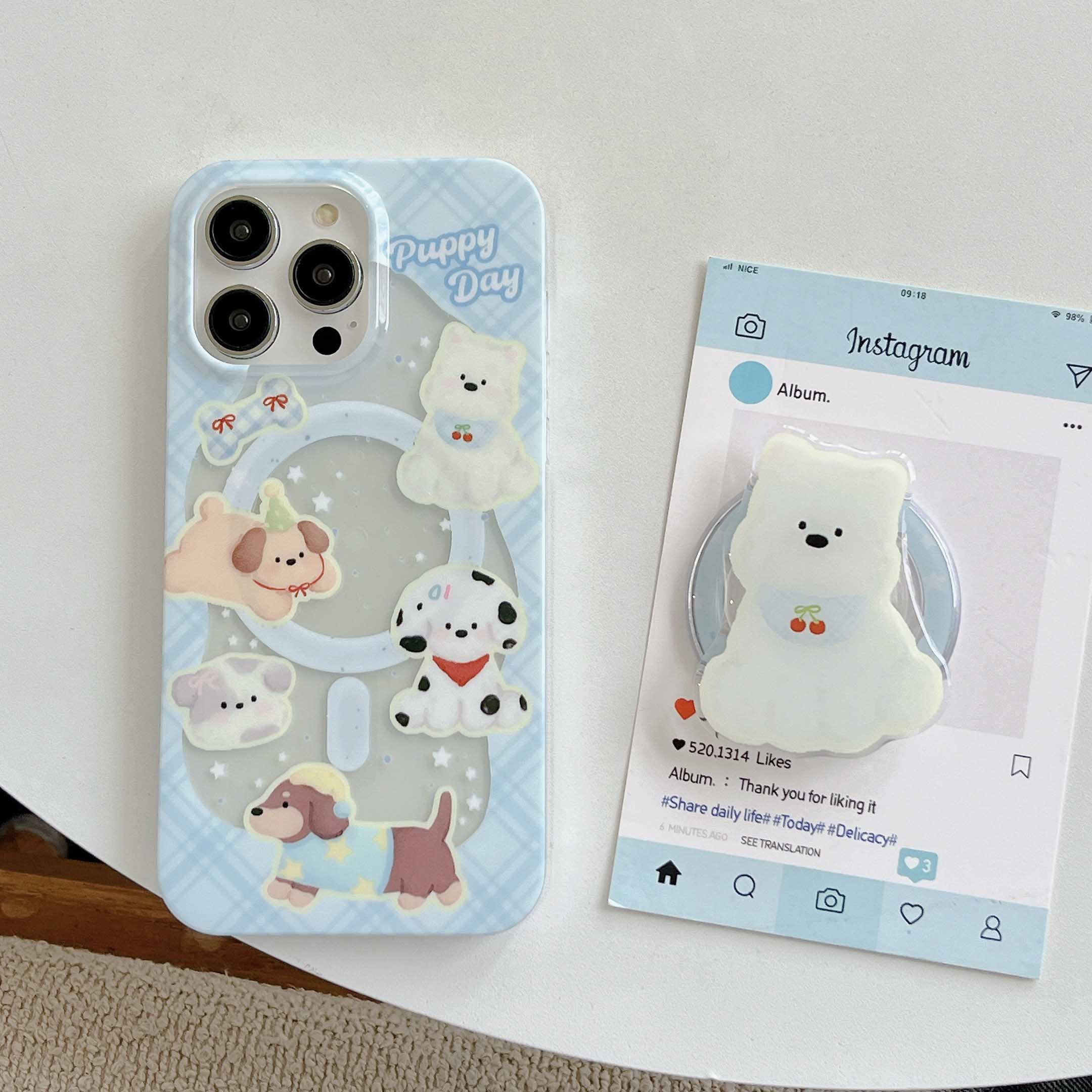 Summer Blue Check Magnetic Transparent Shell For Iphone 14Pro 15 Pro Max 15promax 13 12 14 Cute ...