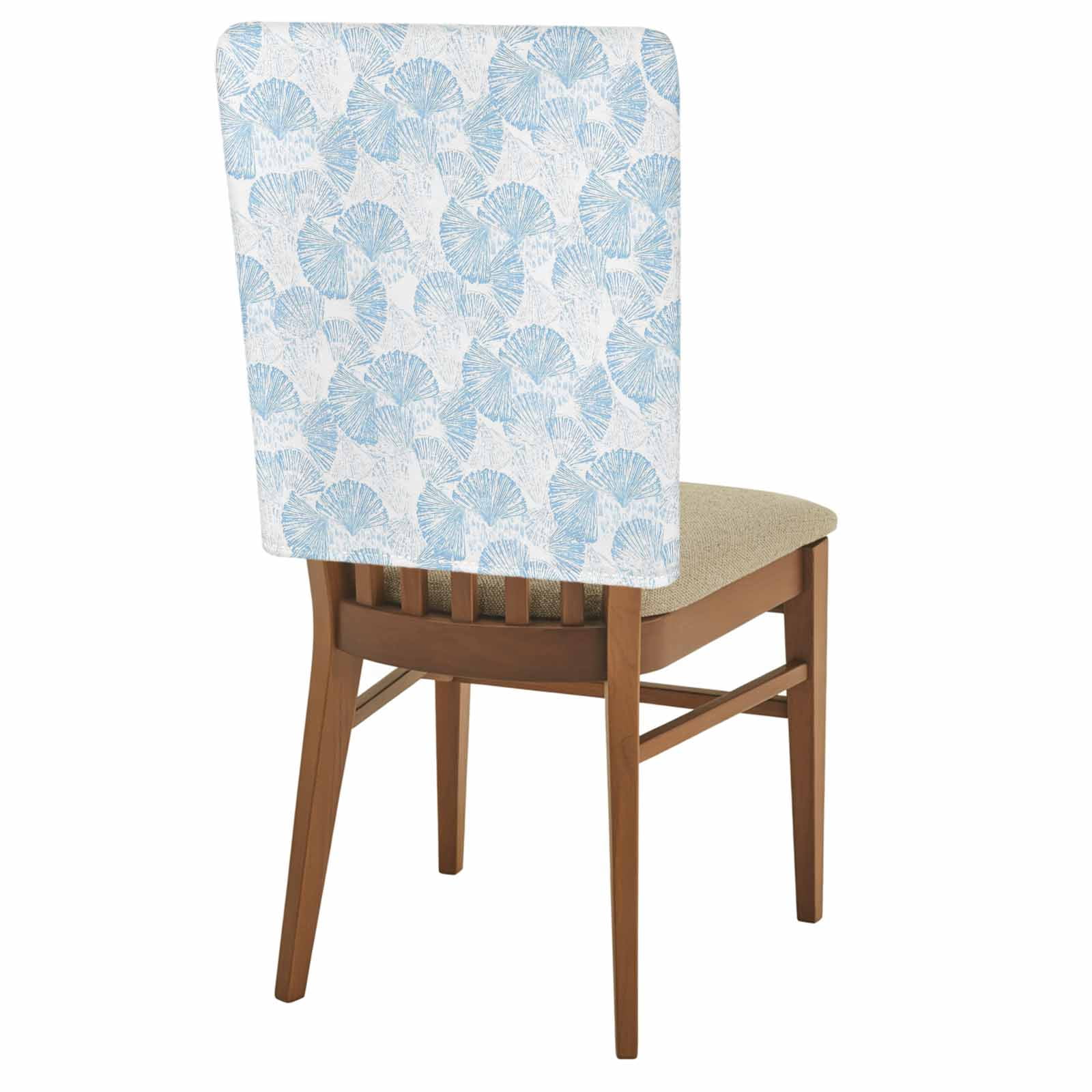 Summer Blue Sea Shell Chair Covers Set of 6 Nautical Coastal Abstract ...