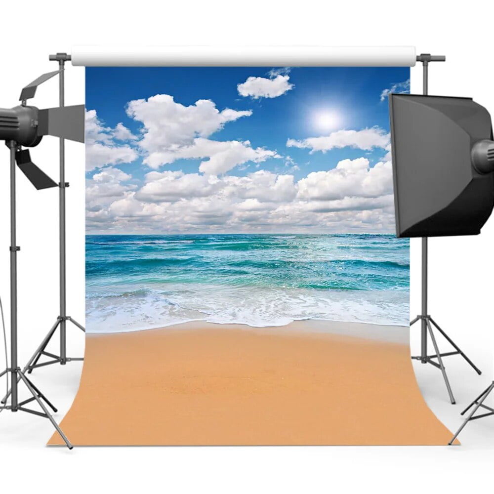 Summer Blue Sky Sea Wave Photography Backdrop Sandy Beach Background ...