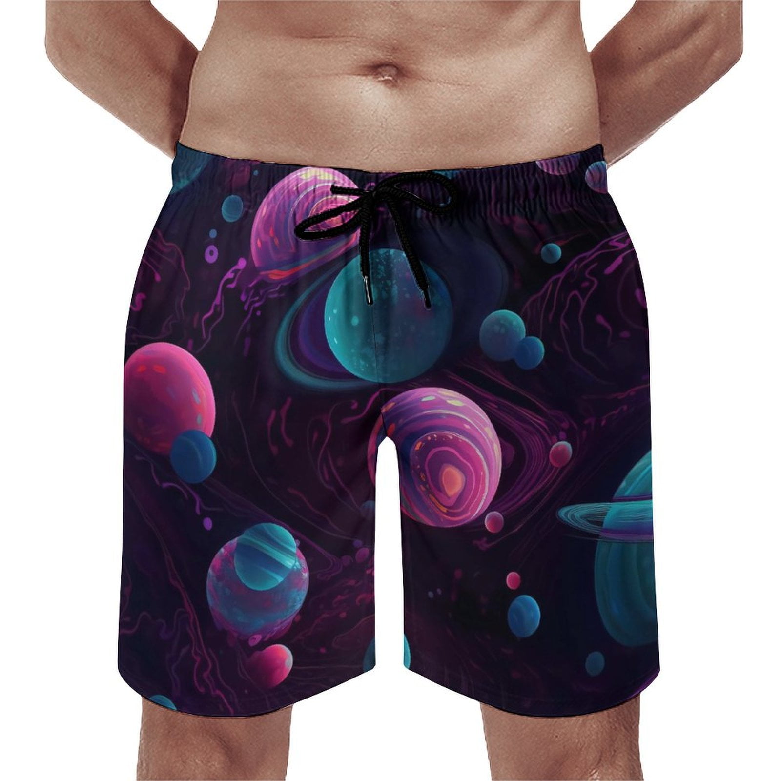Summer Board Shorts Cute SpacePlanets Print Custom Beach Short Pants ...