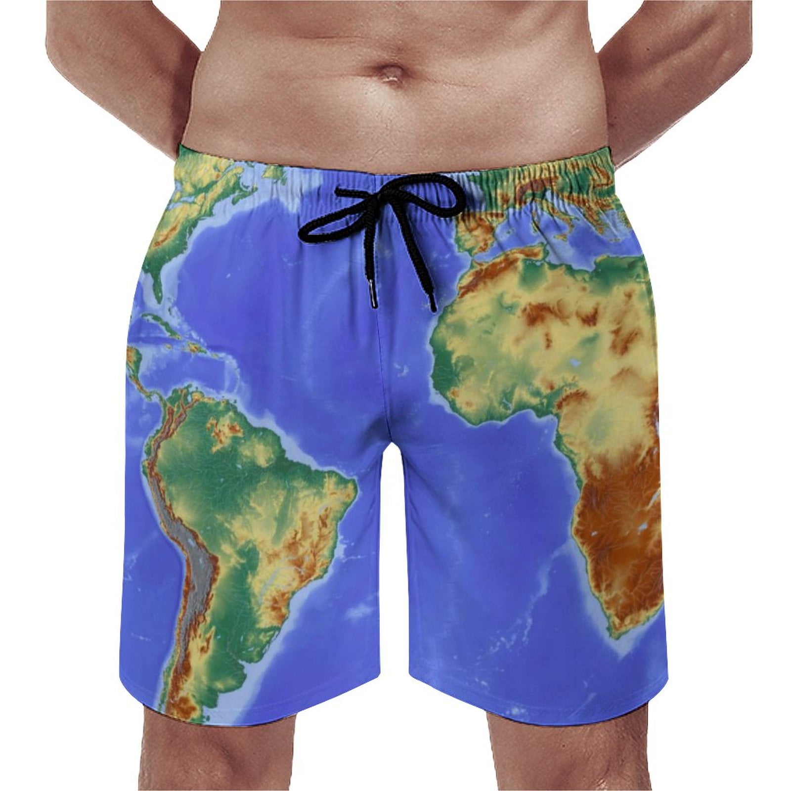 Summer Board Shorts Earth Map Sports Surf Vintage 1652 World Map Design ...