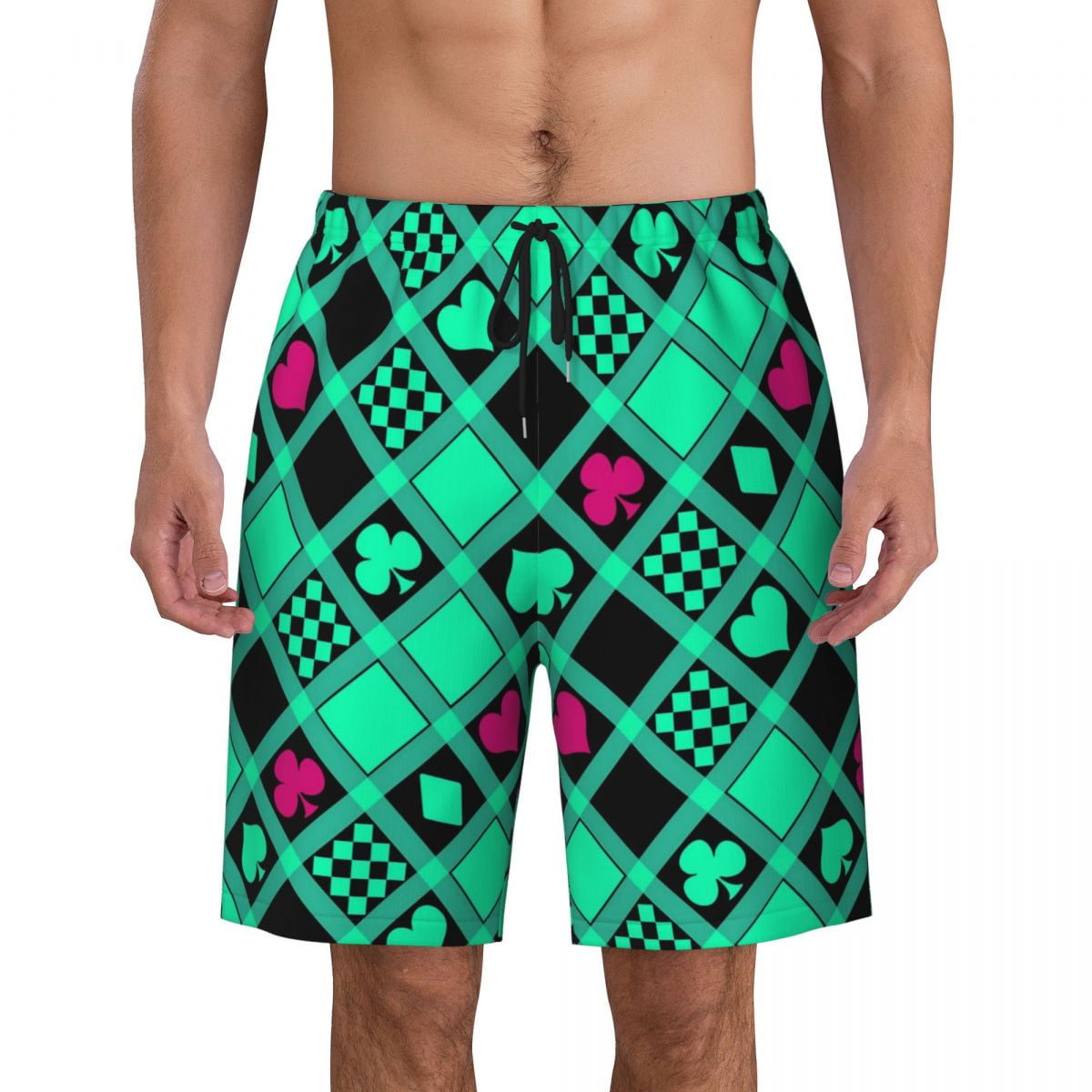Summer Board Shorts Men's Poker Cards Playing Card Suits Pattern Board ...