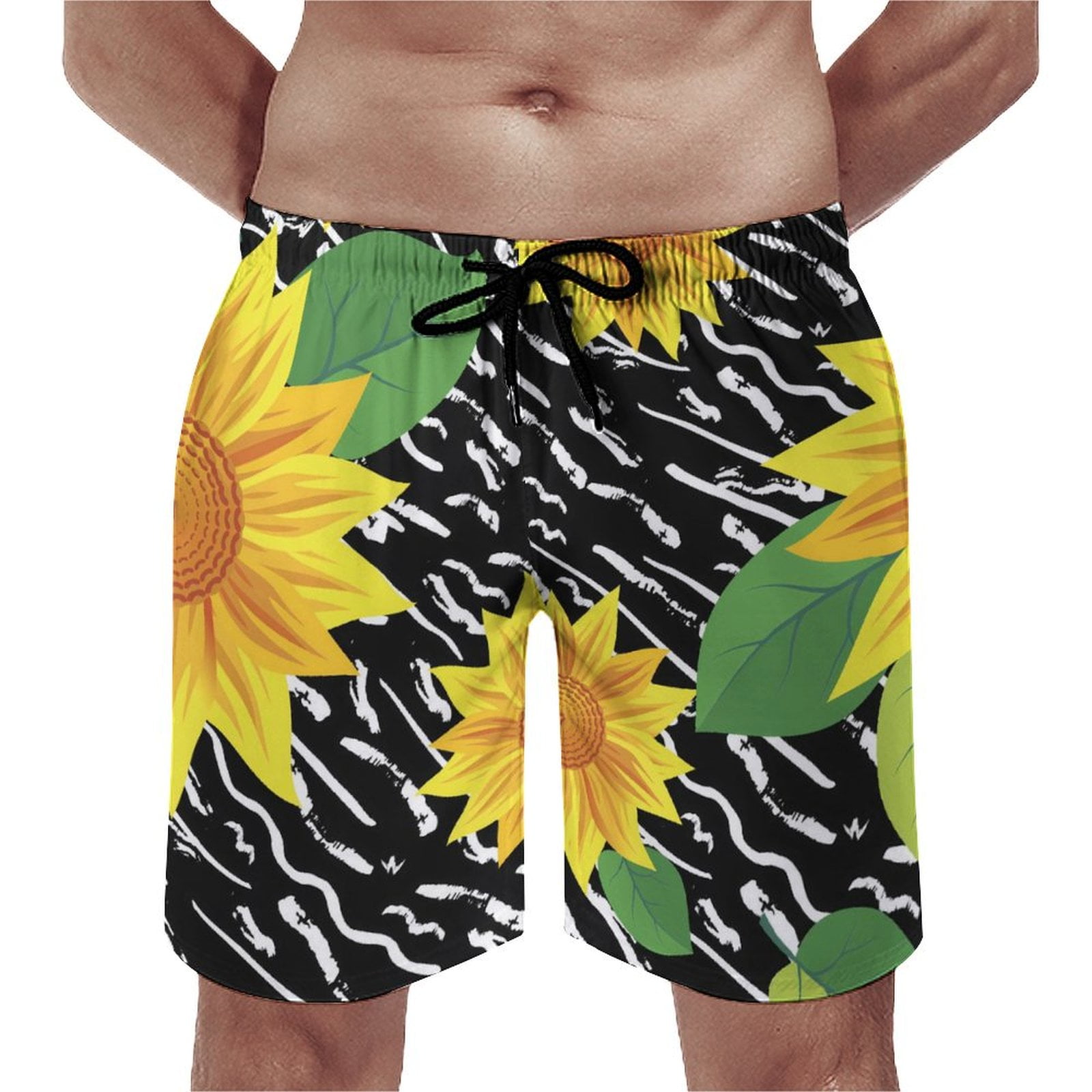 Summer Board Shorts Yellow Sunflower Flowers Print Graphic Board Short ...