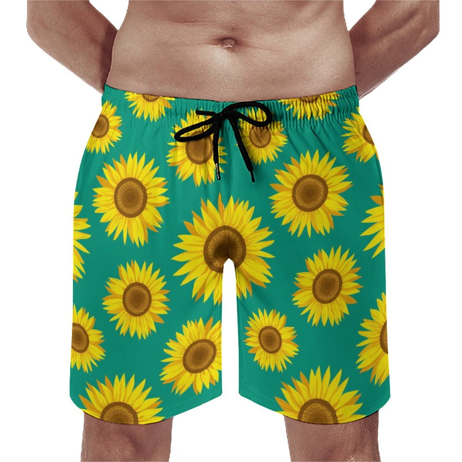 Summer Board Shorts Yellow Sunflower Flowers Print Graphic Board Short ...