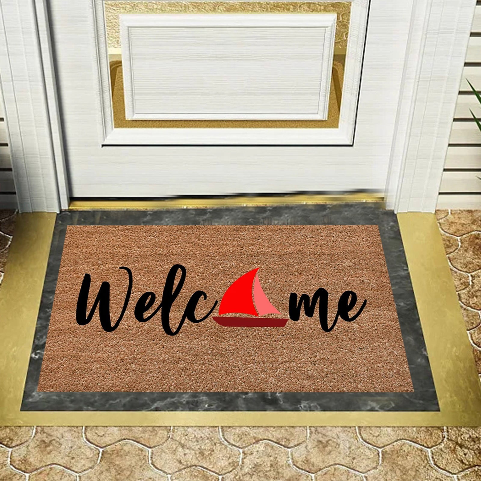 Summer Boat Doormat Beach Welcome Funny Cute Door Mat Friends New Home ...