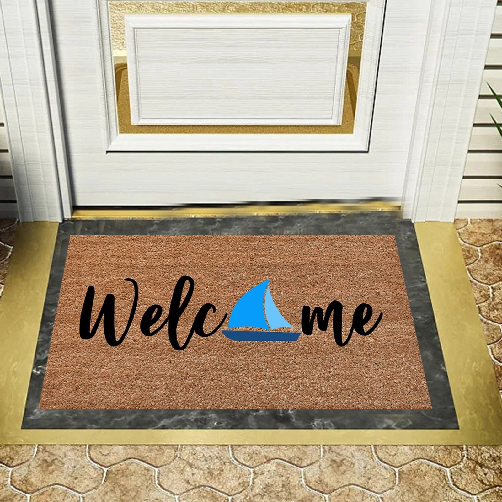 Summer Boat Doormat Beach Welcome Funny Cute Door Mat Friends New Home ...