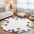 Summer Botanical 4' Round Rug for Cozy Reading Nook Home Office Chair ...