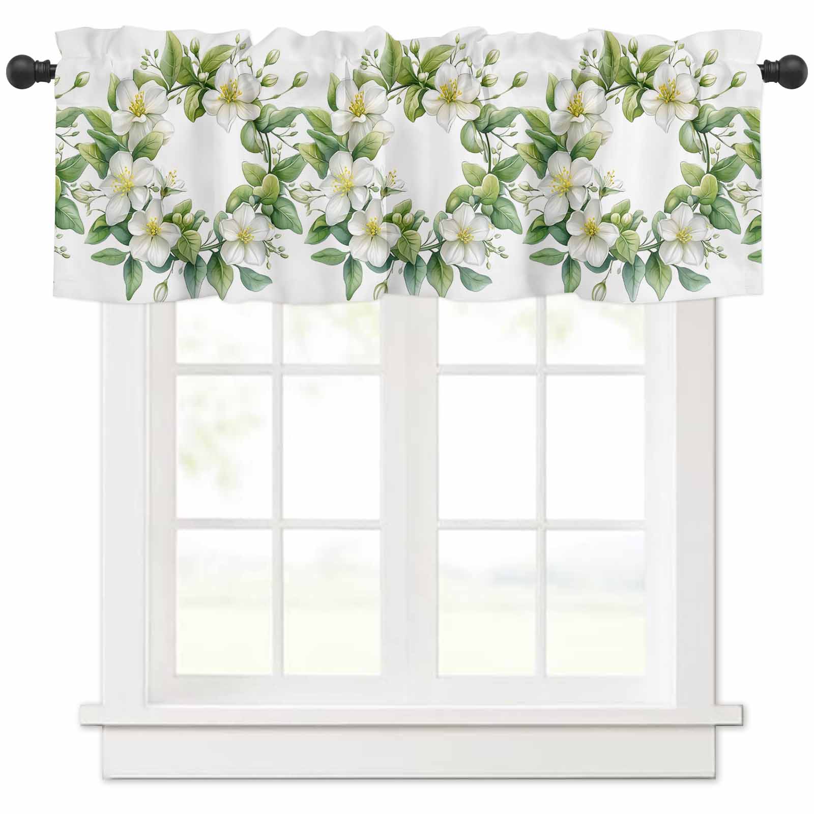 Summer Botanical Garden Floral Valances for Windows Farmhouse Kitchen ...