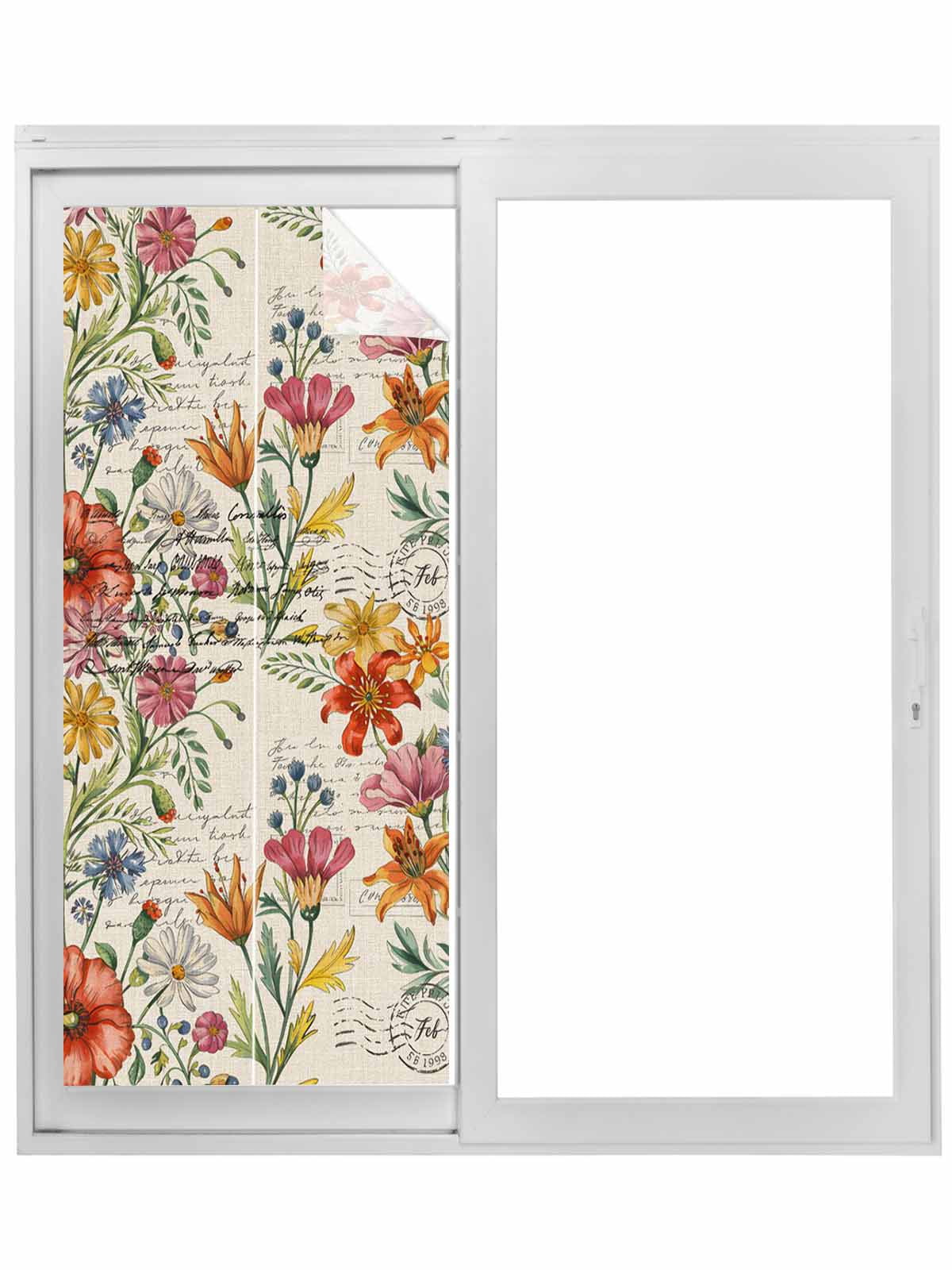 Summer Botanical Window Privacy Film Stained Glass Window Film ...