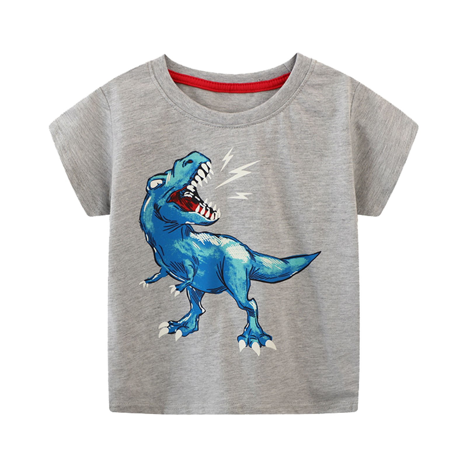 Summer Boys Luminous Printing Dinosaur Pattern Children Short Sleeve T ...