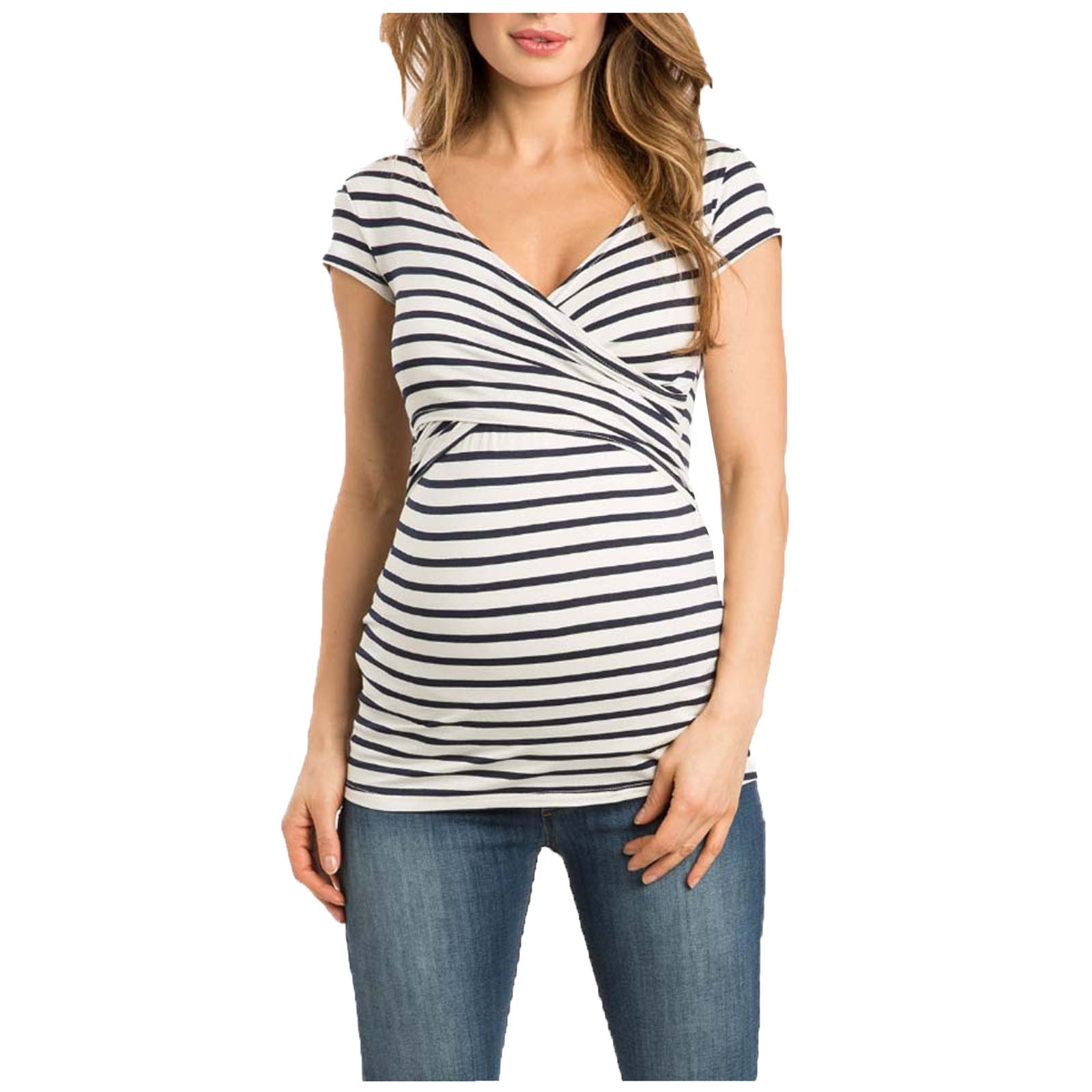 Summer Breastfeeding Shirts Women's Short Sleeve Maternity Clothes ...