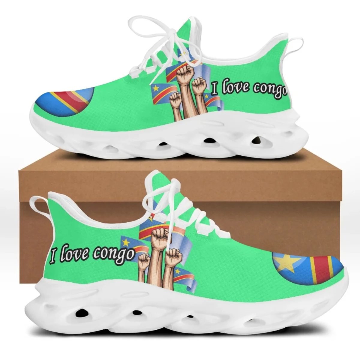 Summer Breathable Chunky Sneaker Men All Season Congo Flag Design ...