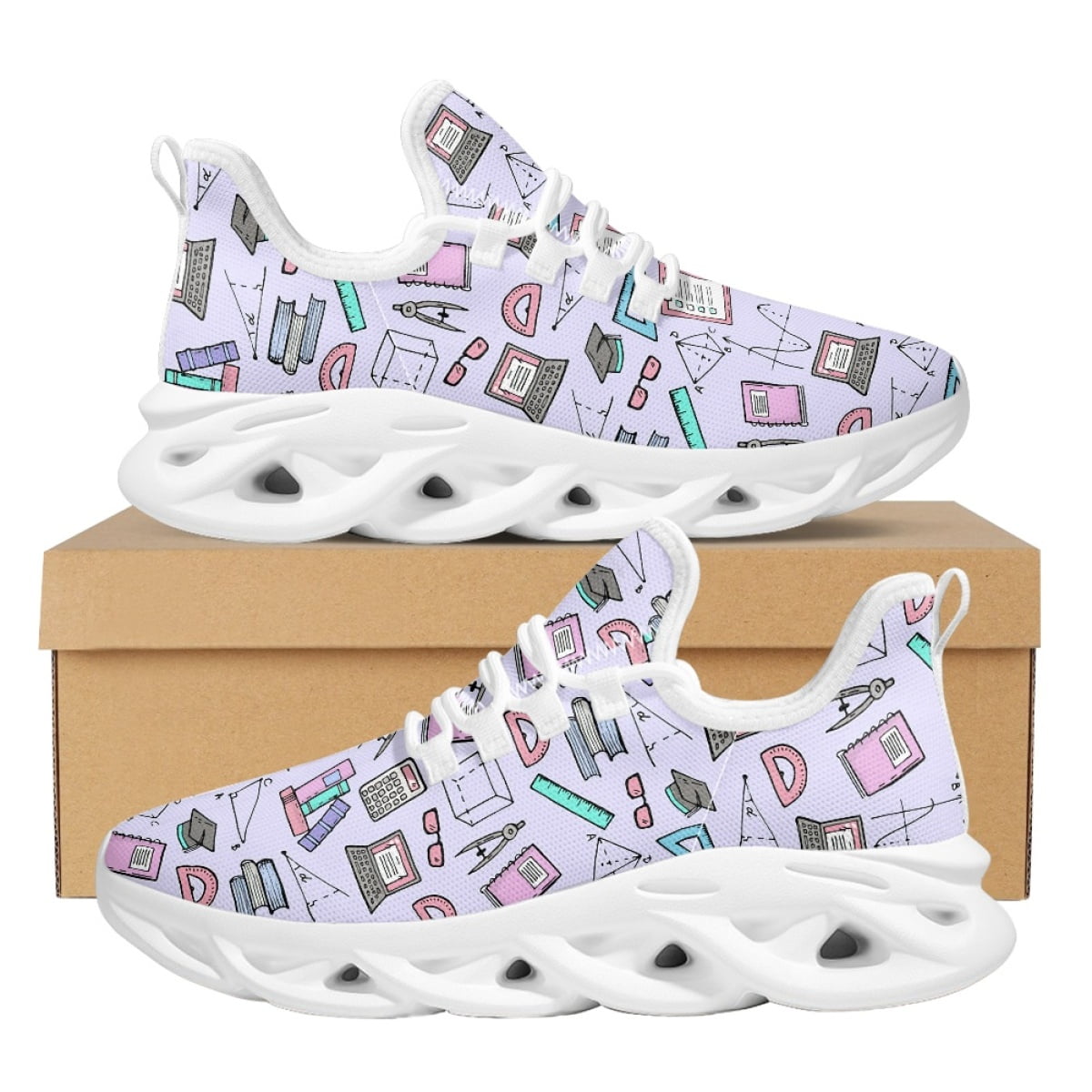 Summer Breathable Lightweight Lace-Up Shoes Math Formula Printing ...