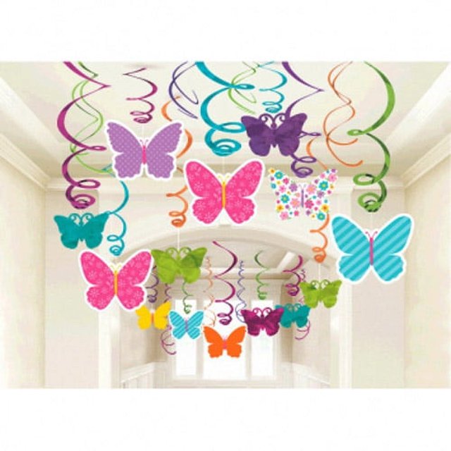 Summer Butterfly Hanging Swirl Decorations (30pc) - Walmart.com