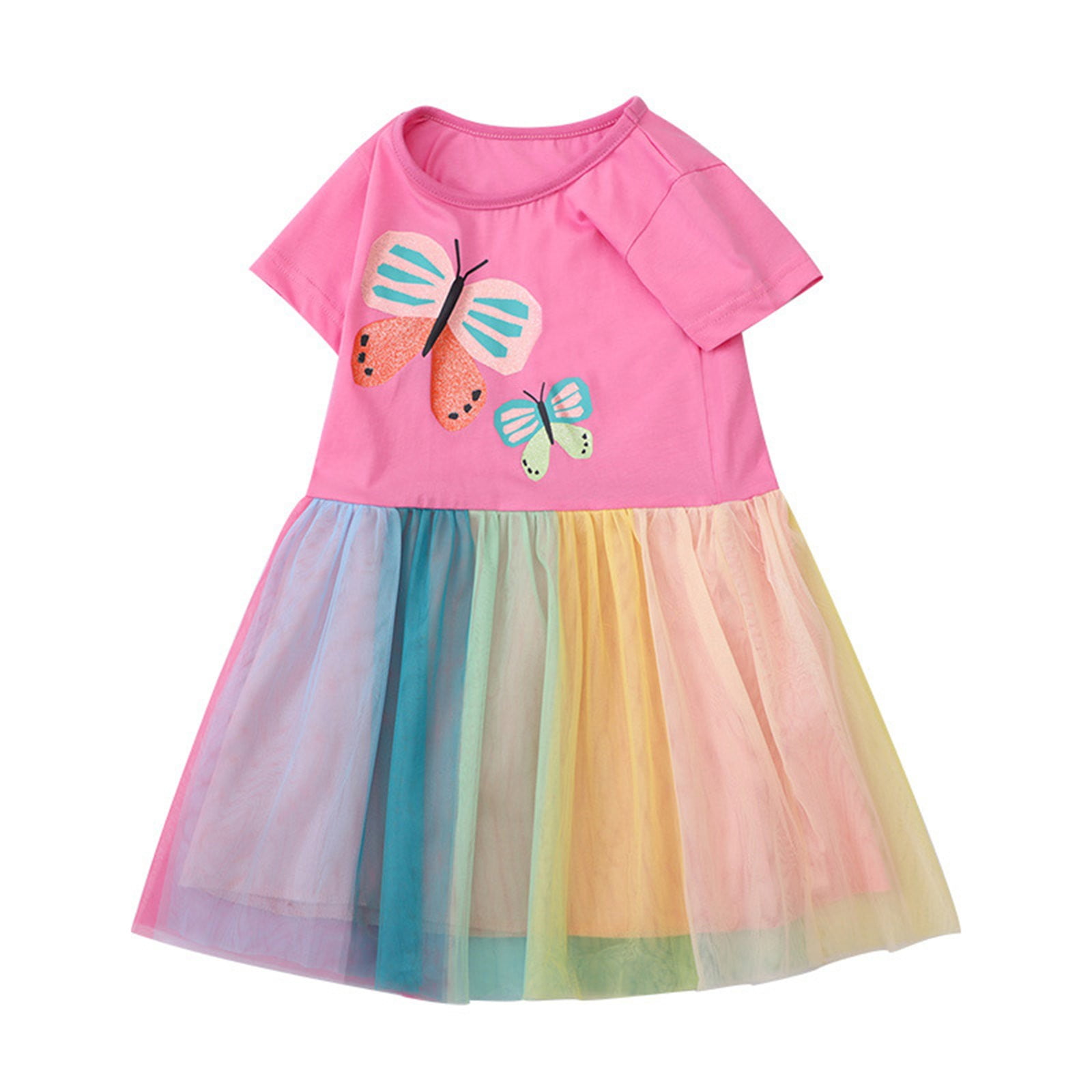 Summer Butterfly Princess Short Sleeve Kids Clothing Girl Dresses ...