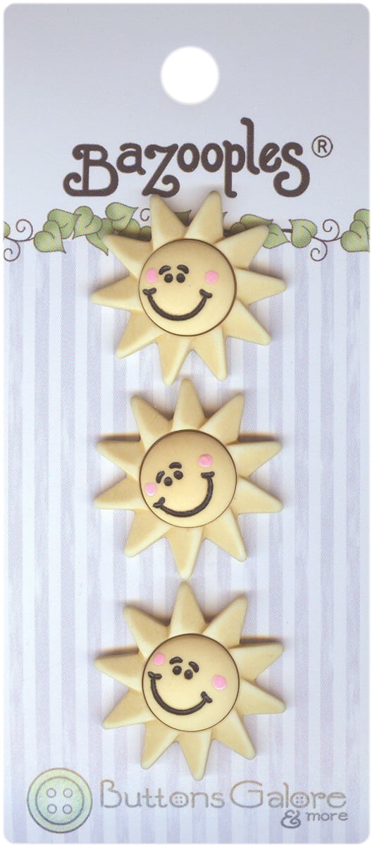 Summer Buttons, Sun Buttons - 7/8in. - Shank Back - 3 Pieces/Pkg ...