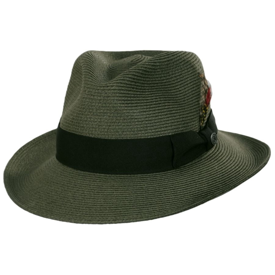 Summer C-Crown Toyo Straw Fedora Hat - L - Olive Green - Walmart.com