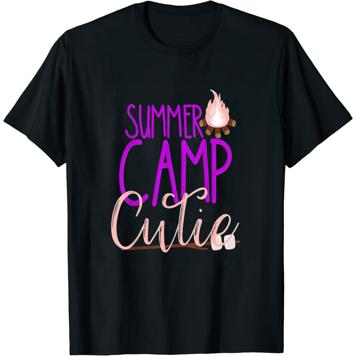 Summer Camp Cutie Pink Girls Camping S'mores Scout Kids Camp Womens T ...