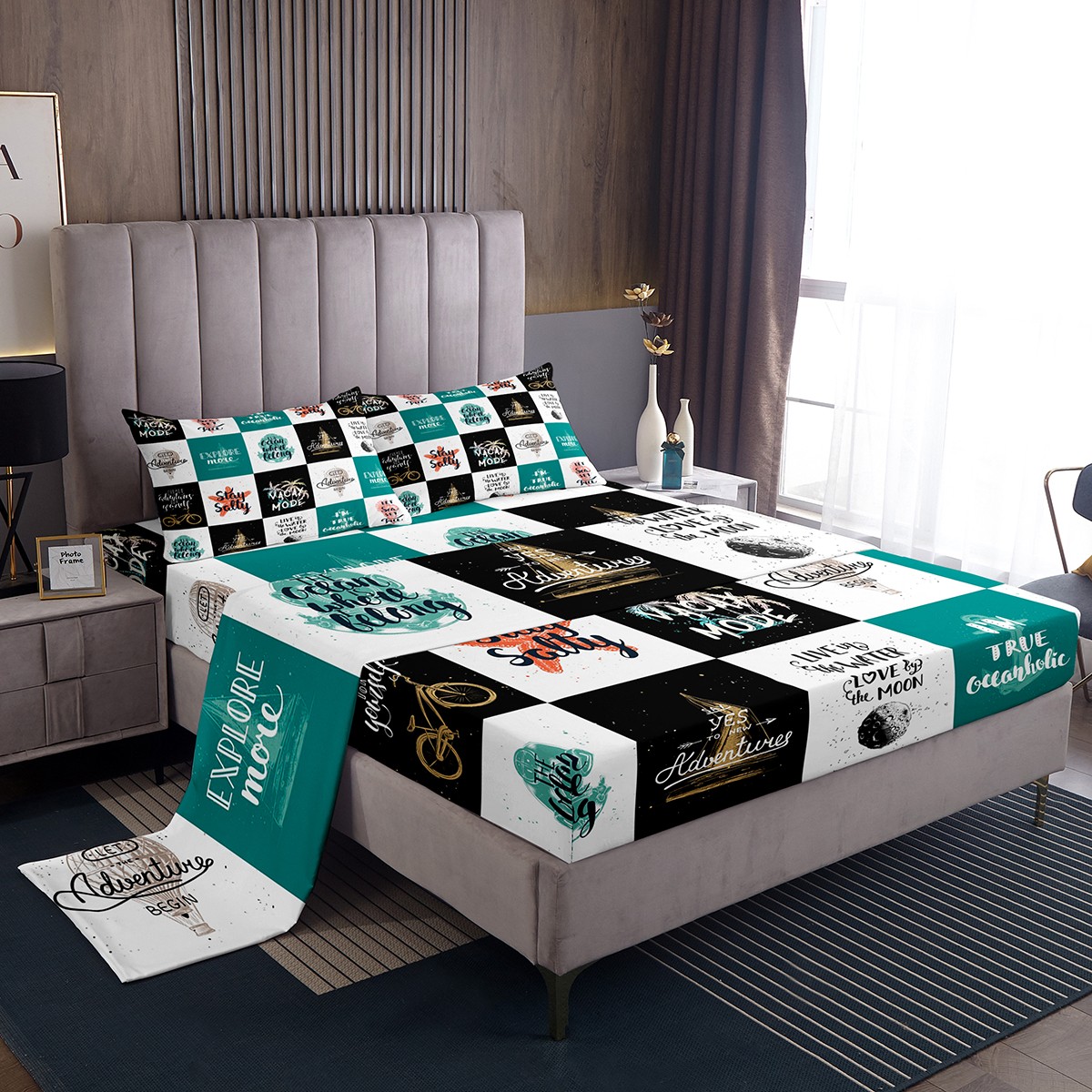 Summer Camping Bed Sheets Set, Camper Decor Sheets Happy Camping ...