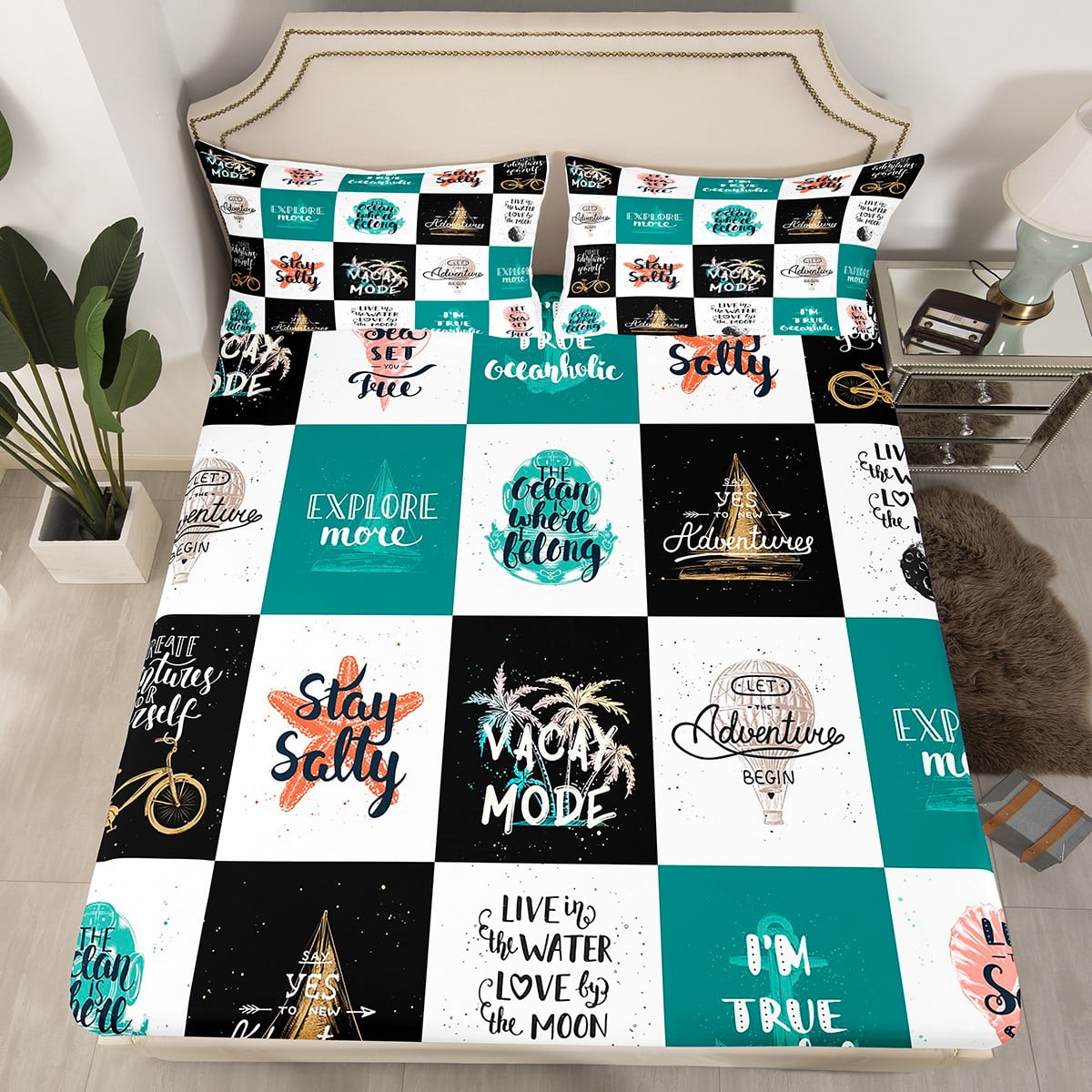 Summer Camping Fitted Sheet for Toddler Kids, Camper Decor Bed Set ...