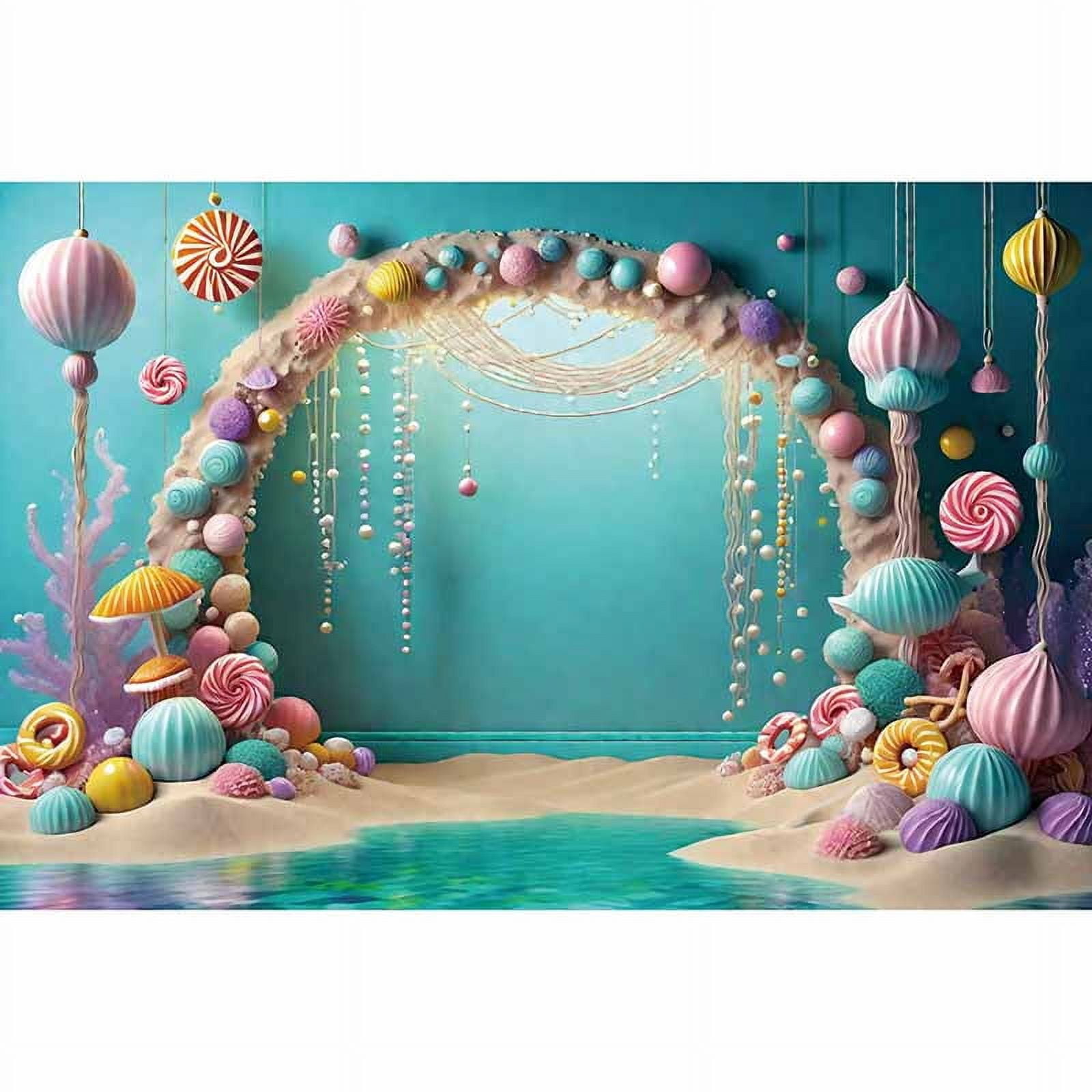 Summer Candy One Birthday Year Backdrop Baby Underwater Candyland ...
