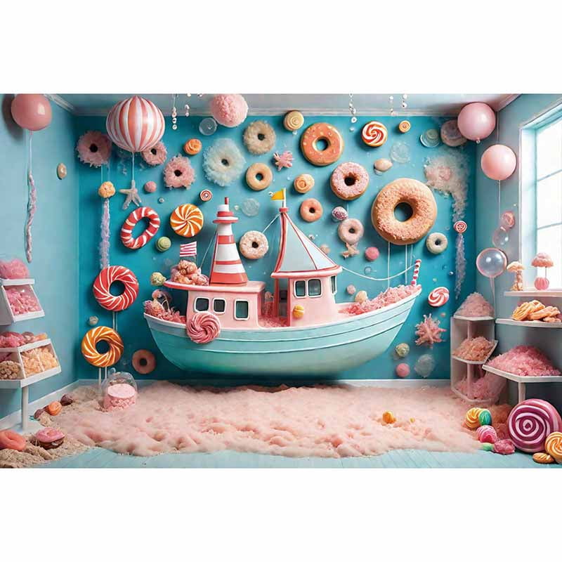 Summer Candy One Birthday Year Backdrop Baby Underwater Candyland ...