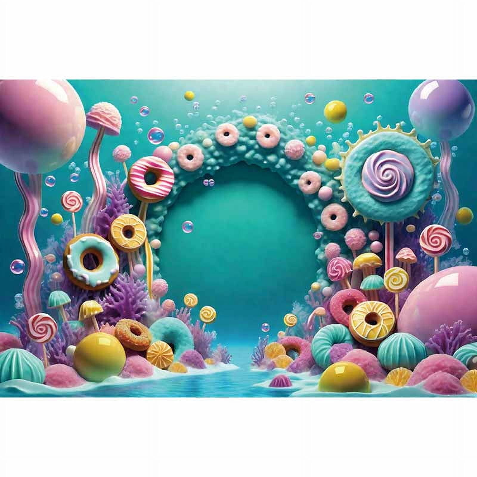 Summer Candy One Birthday Year Backdrop Baby Underwater Candyland ...
