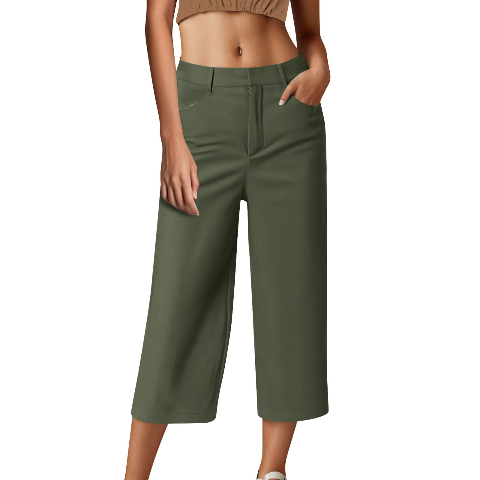 Summer Capris for Lady Lightweight Cropped Wide Leg Pants for Women ...