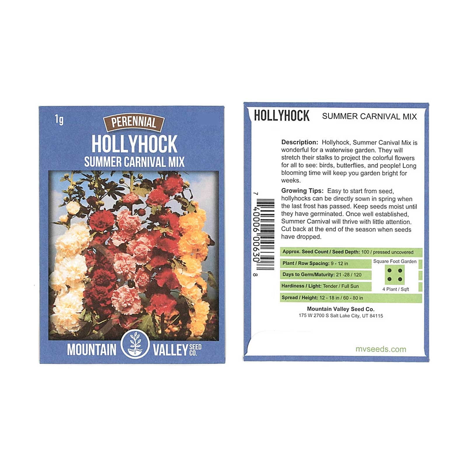 Mountain Valley Summer Carnival Mix Hollyhock Flower Seeds - Full Sun ...