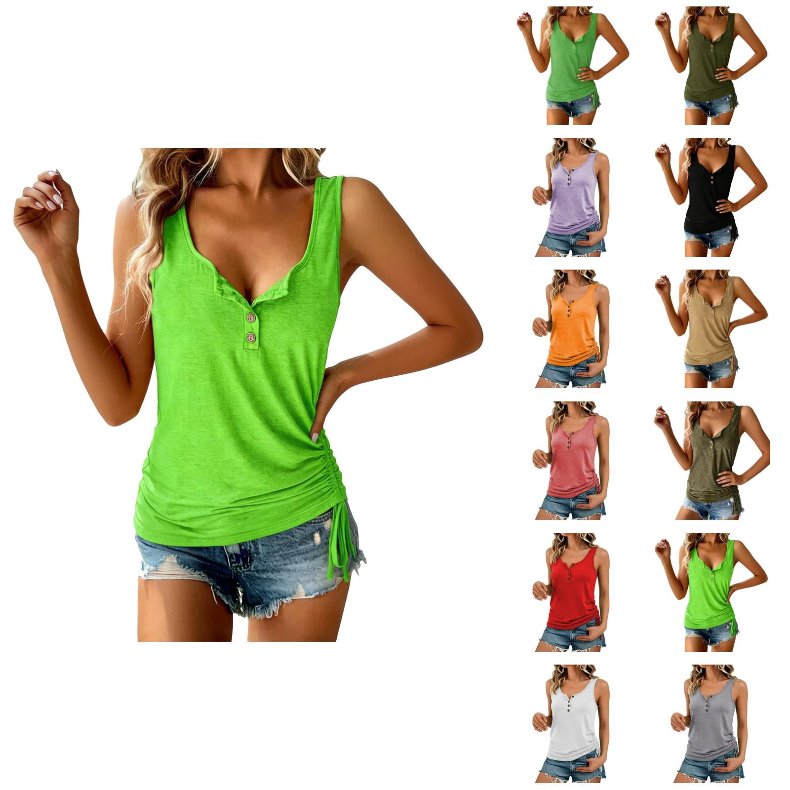 Summer Casual Button Front V Neck Short Sleeve Blouse With Tie Detail ...