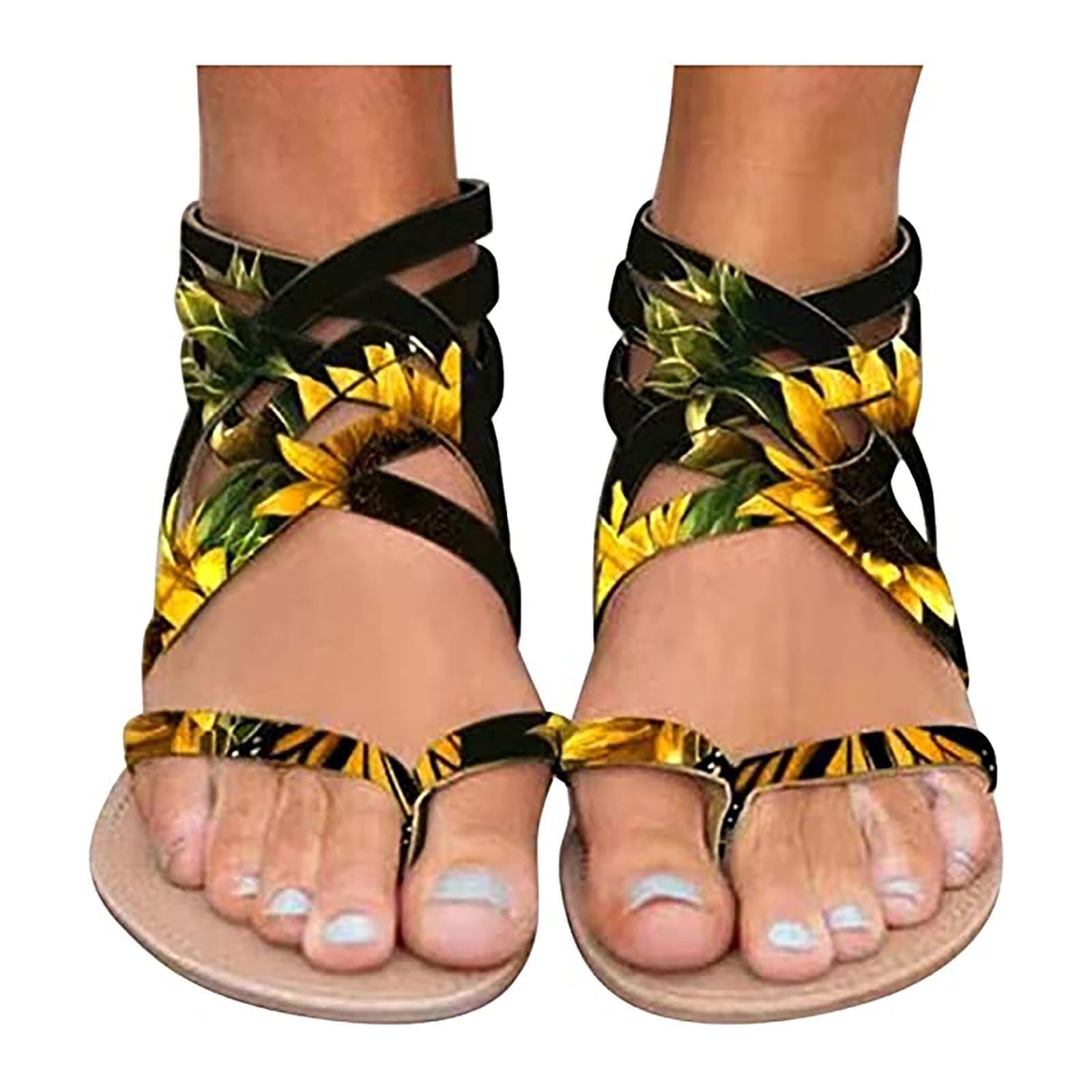 Summer Casual Sandals for Women, Retro Bohemian Gladiator Sandals Flat ...