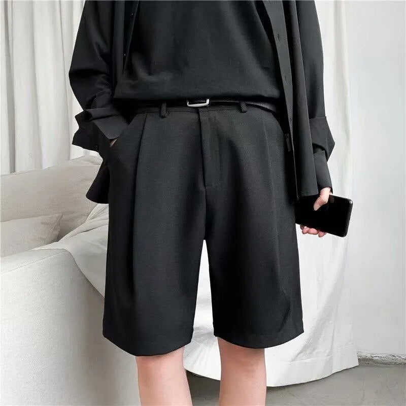 Summer Casual Shorts Men Fashion Solid Color Business Dress Shorts Men ...