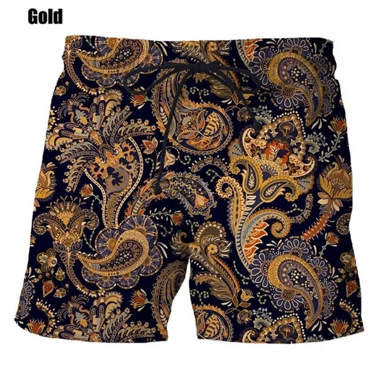 Summer Casual Shorts Men Fashion Style Red Paisley Pattern Bandana 3d ...
