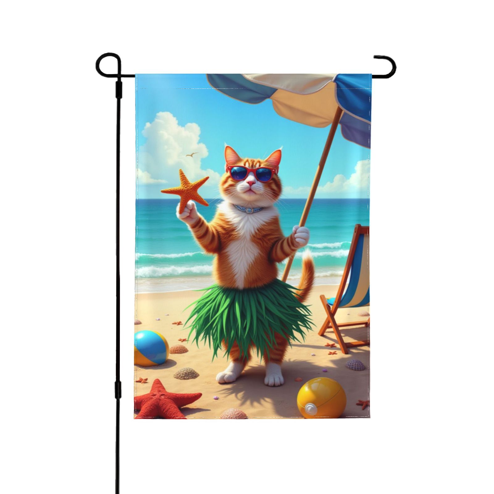 Summer Cat Garden Flag 12x18 Inch Double Sided Beach Vacation Yard Flag ...
