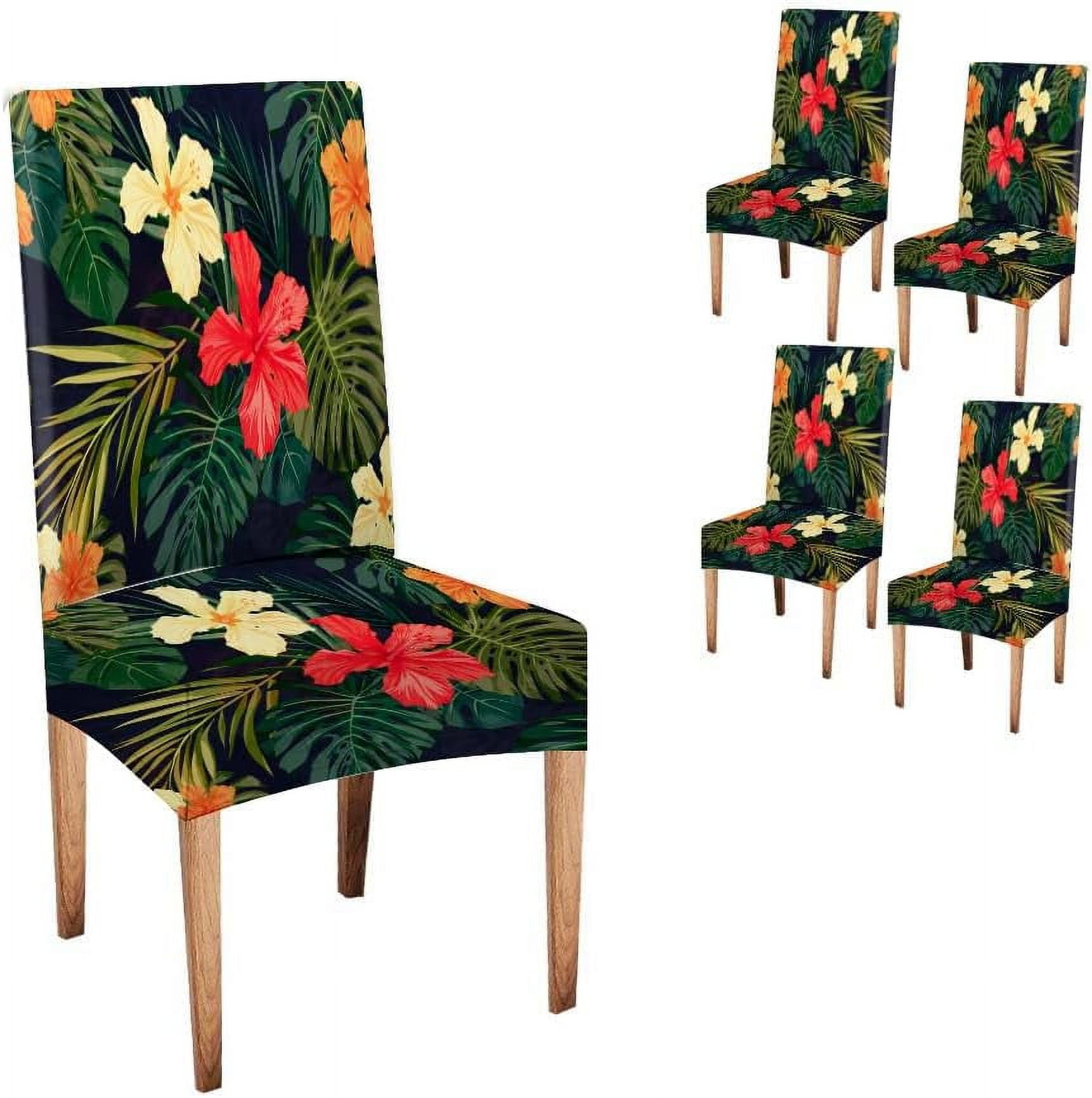 Summer Chair Cover Colorful Hawaiian Tropical Plants and Hibiscus ...