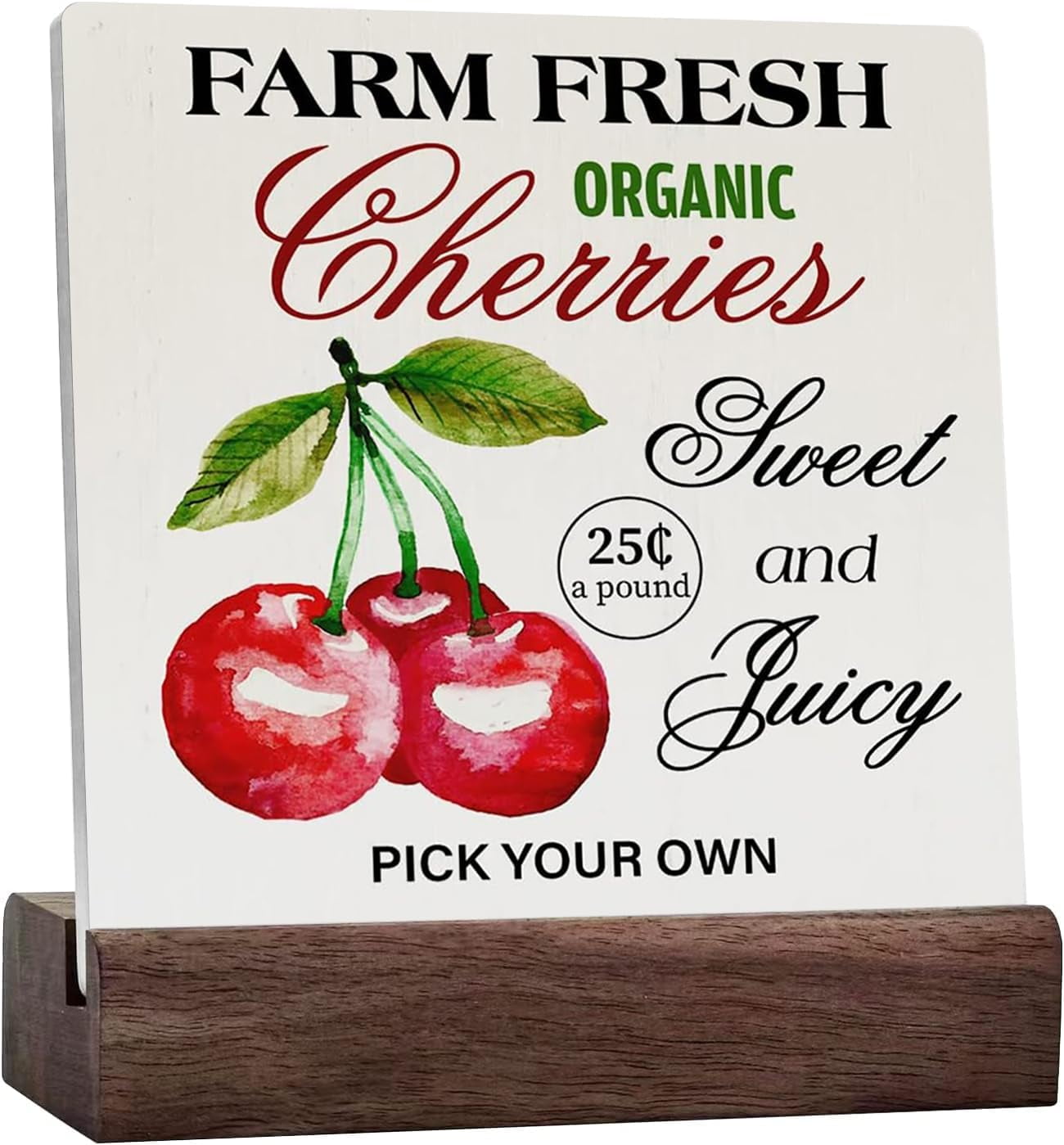 Summer Cherry Ceramic Table Sign Rustic Farm Fresh Cherries Ceramic ...
