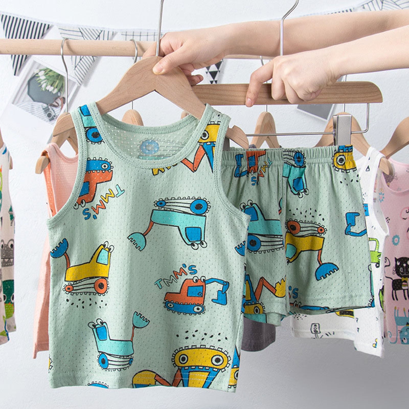 Summer Children Clothing Sets Cartoon Toddler Girls Clothing Sets Vest ...