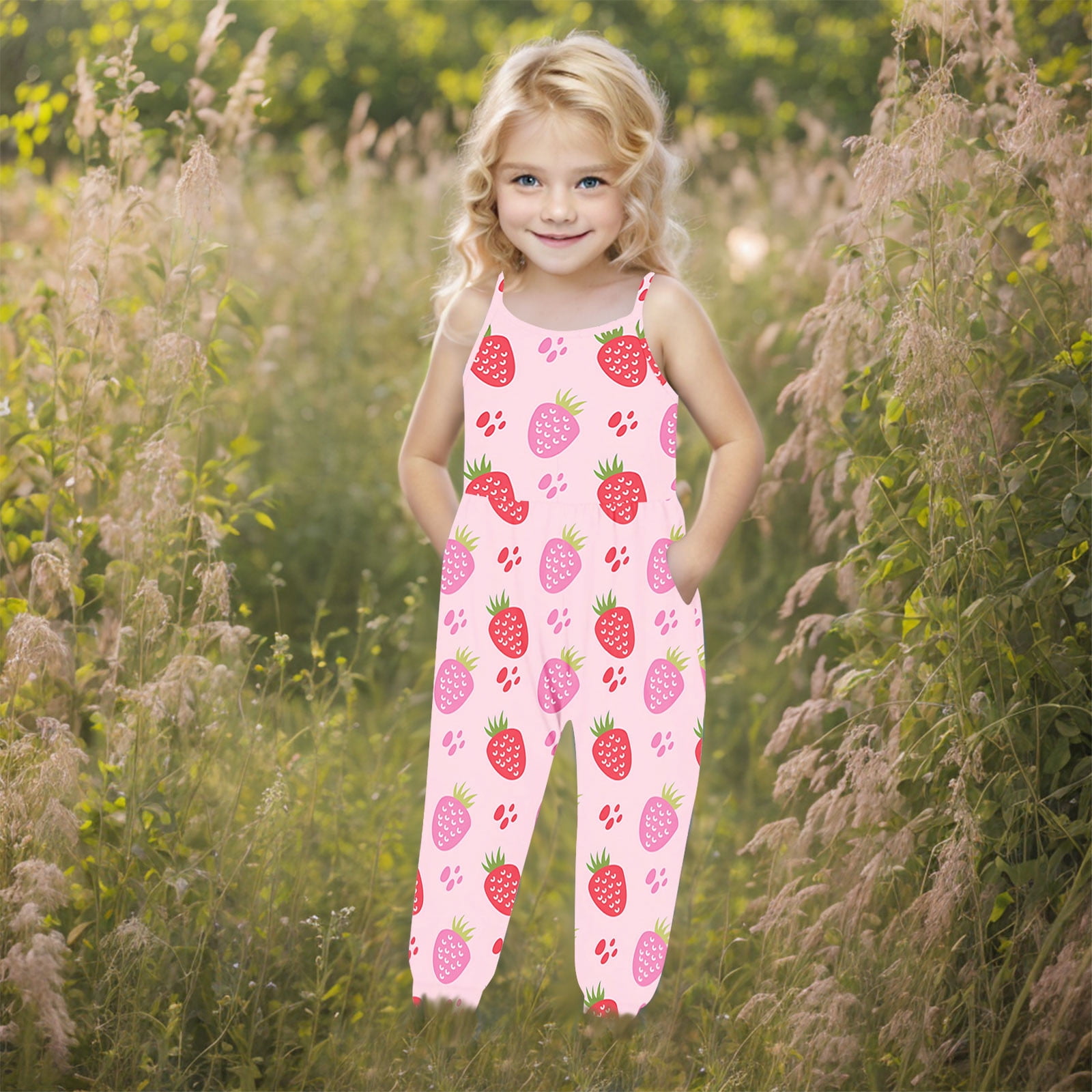 Summer Children's Romper Print Sling Sleeveless Backless Jumpsuit ...