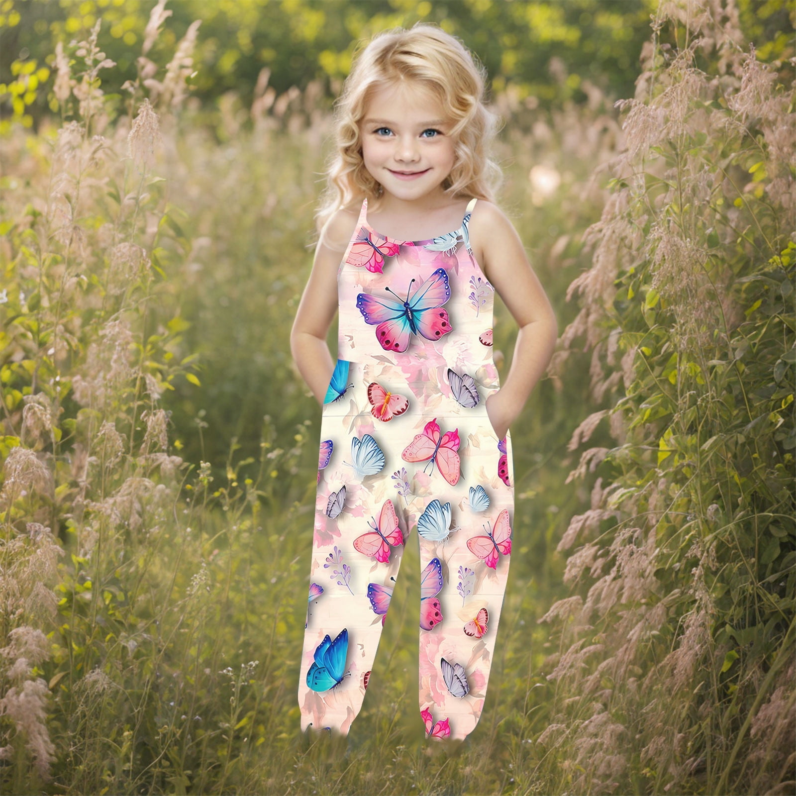 Summer Children's Romper Print Sling Sleeveless Backless Jumpsuit ...