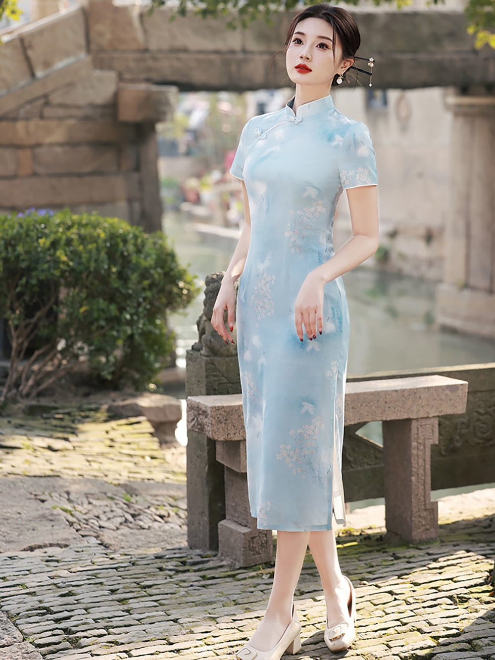 Summer Chinese Style Handmade Buckle Qipao Dress Ladylike Bamboo Linen ...